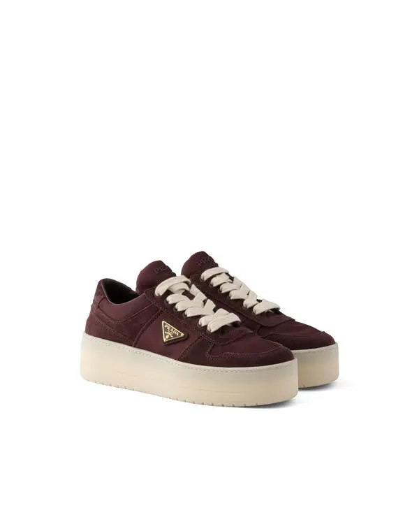 Prada Downtown Bold Re-nylon And Suede Sneakers