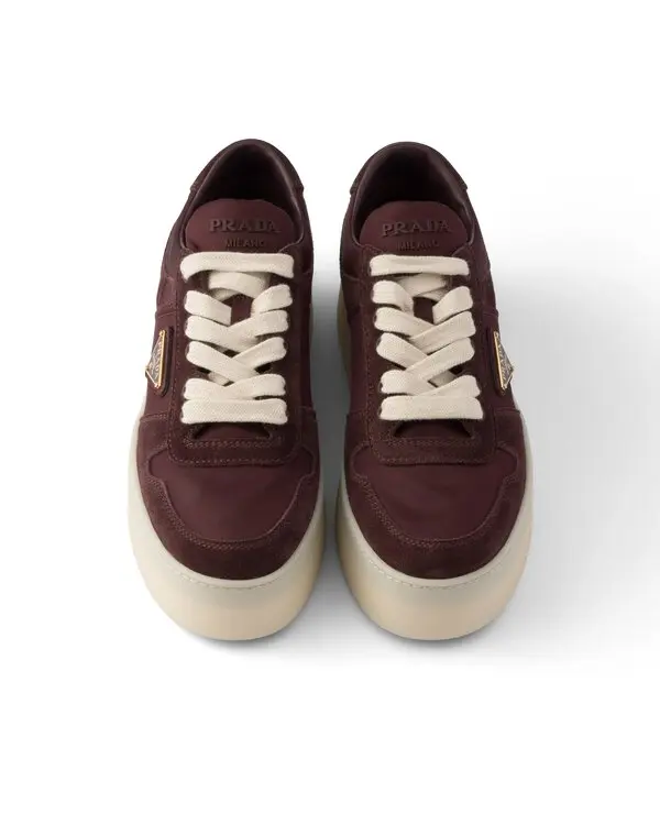 Prada Downtown Bold Re-nylon And Suede Sneakers