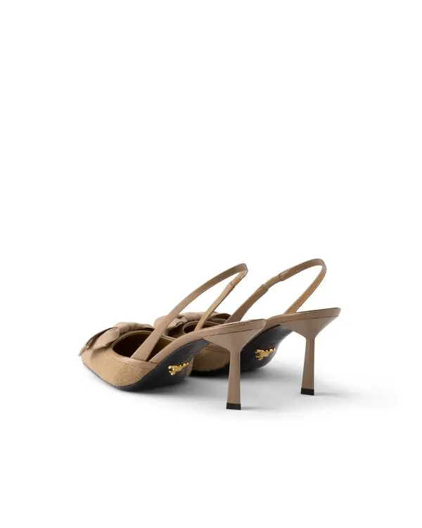 Prada Fabric Slingback Pumps With Bow Detailing