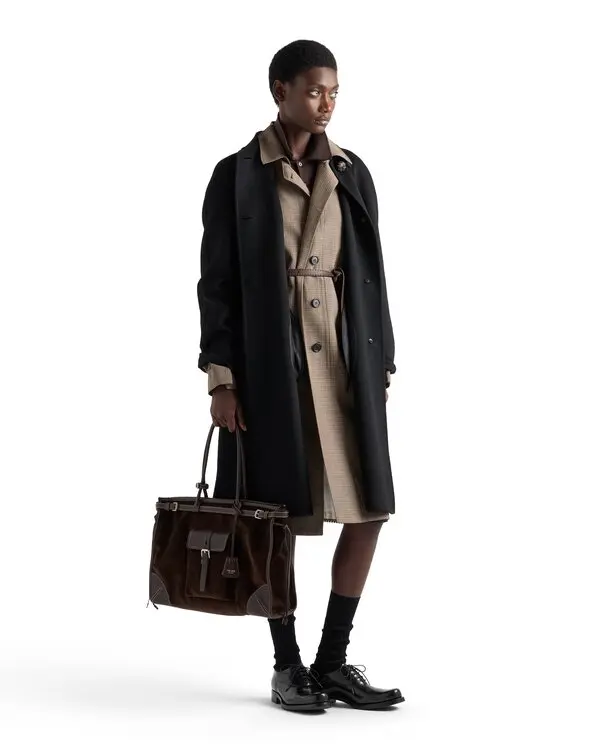 Prada Bonnie Extra Large Corduroy And Leather Handbag