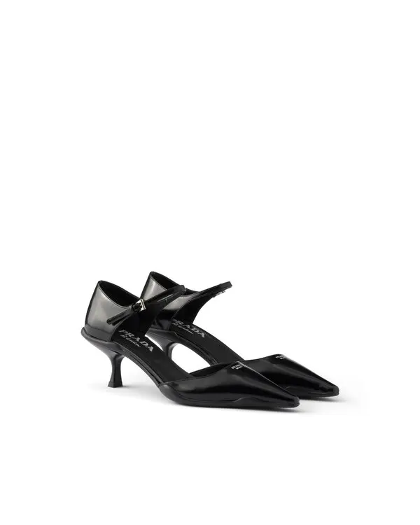 Prada Brushed Leather D'orsay Pumps With Buckle Detail