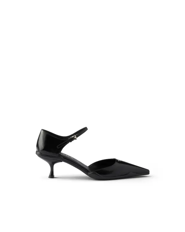 Prada Brushed Leather D'orsay Pumps With Buckle Detail