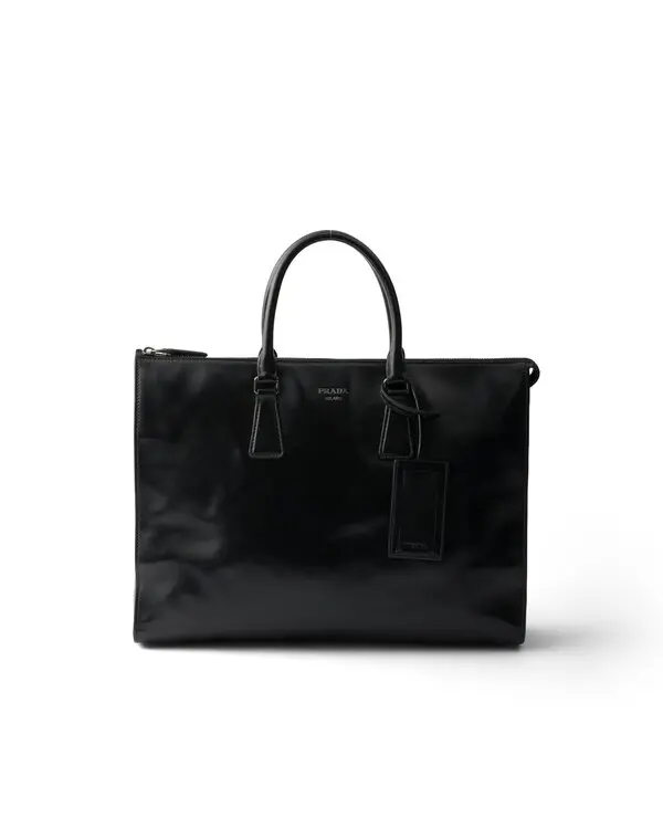 Prada Leather Tote Bag - Black