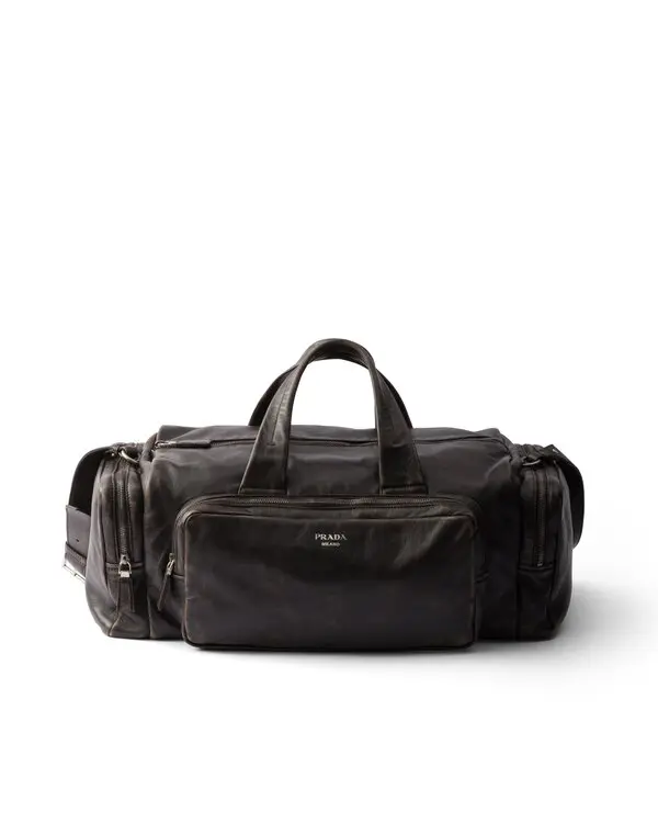 Prada Nappa Leather Duffel Bag - Brown