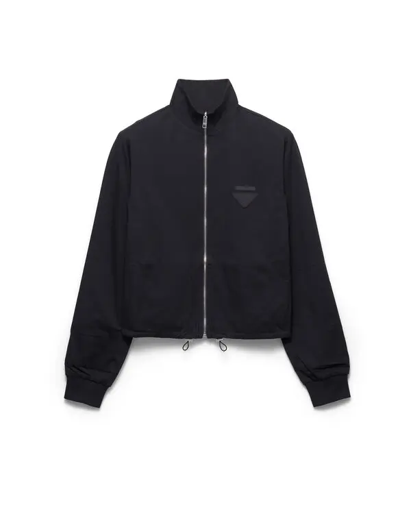 Prada Reversible Jersey Zipper Jacket With Hood - Black
