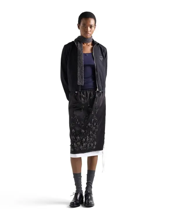 Prada Reversible Jersey Zipper Jacket With Hood