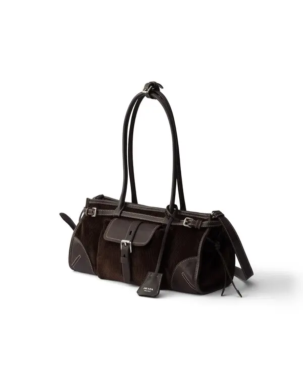 Prada Bonnie Medium Corduroy And Leather Handbag