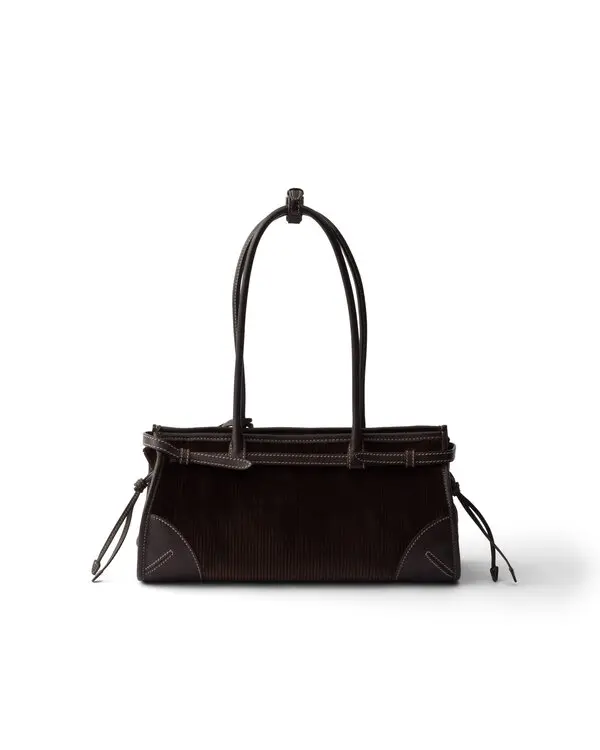 Prada Bonnie Medium Corduroy And Leather Handbag