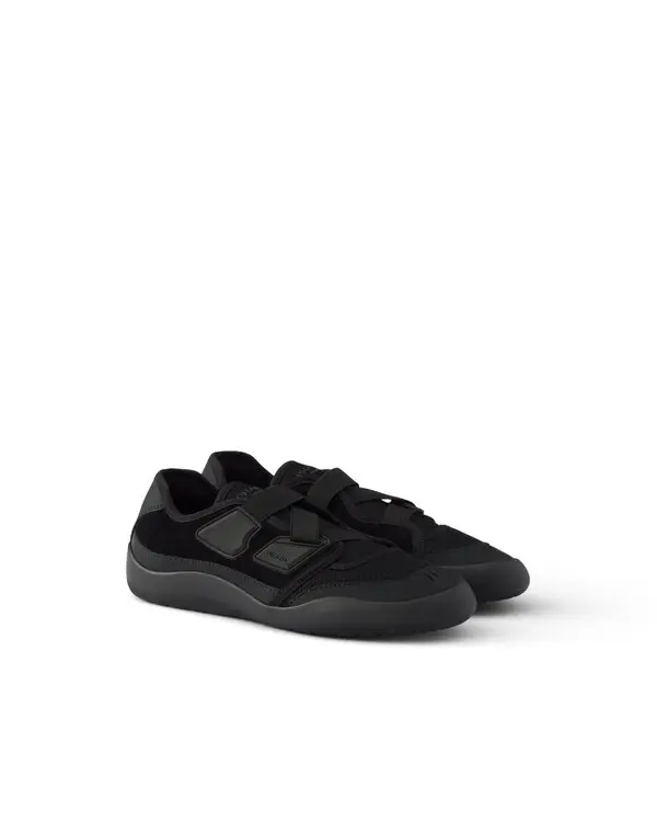Prada Speedrock Technical Mesh And Leather Sneakers - Black
