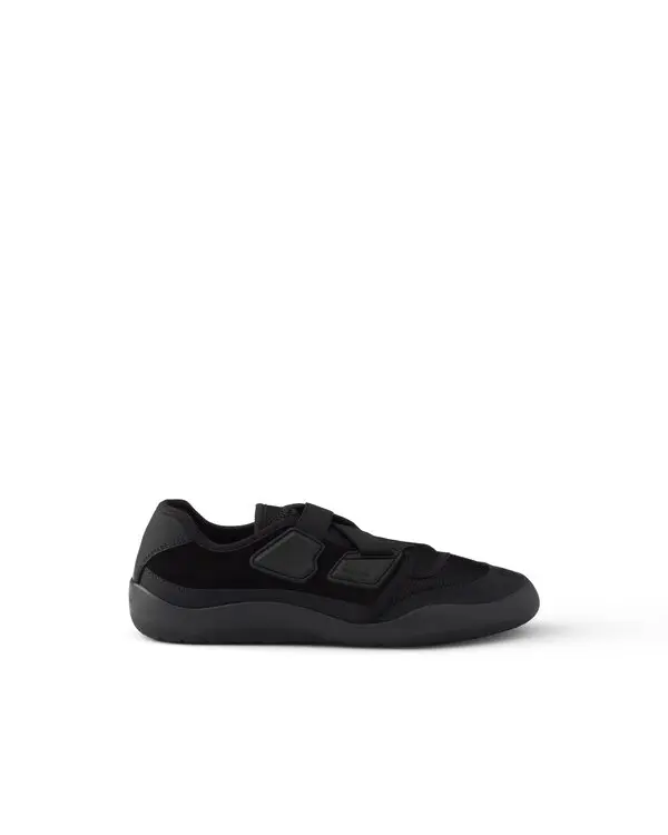 Prada Speedrock Technical Mesh And Leather Sneakers