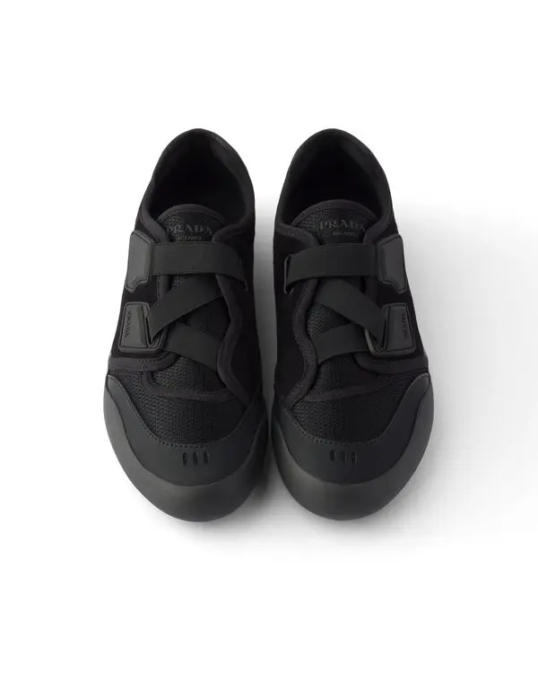 Prada Speedrock Technical Mesh And Leather Sneakers