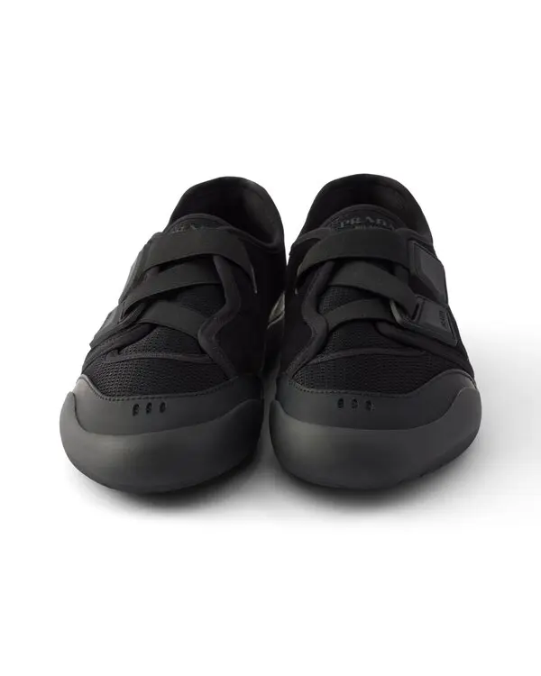 Prada Speedrock Technical Mesh And Leather Sneakers