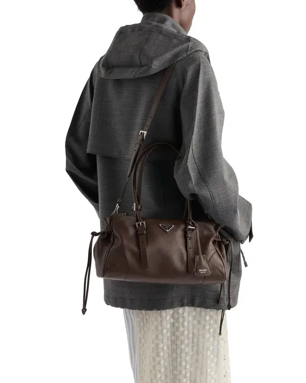 Prada Bonnie Medium Antiqued Leather Tote Bag - Brown