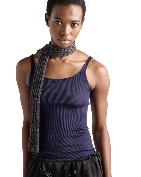 Prada Ribbed Knit Ilk Tank Top