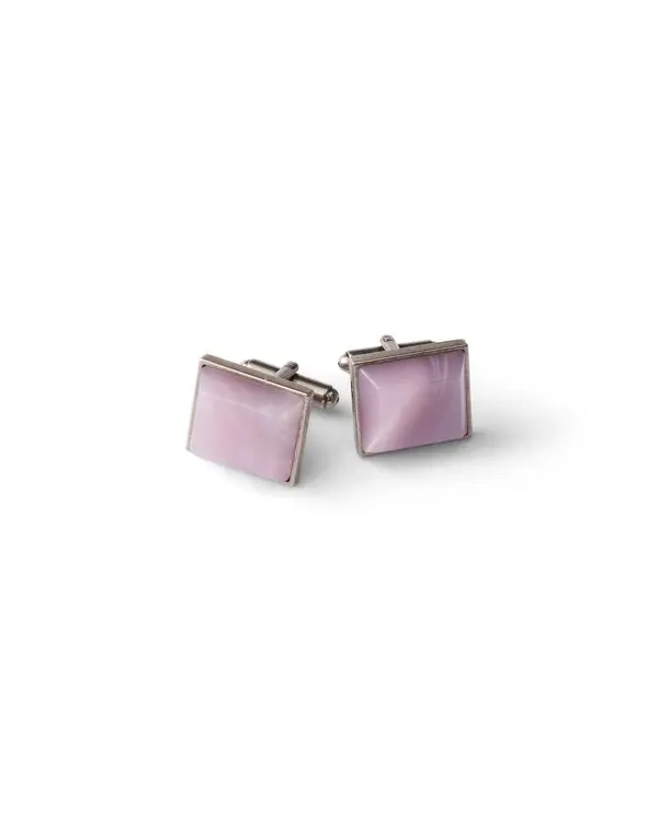 Prada Metal And Semi-precious Stone Cufflinks - Pink