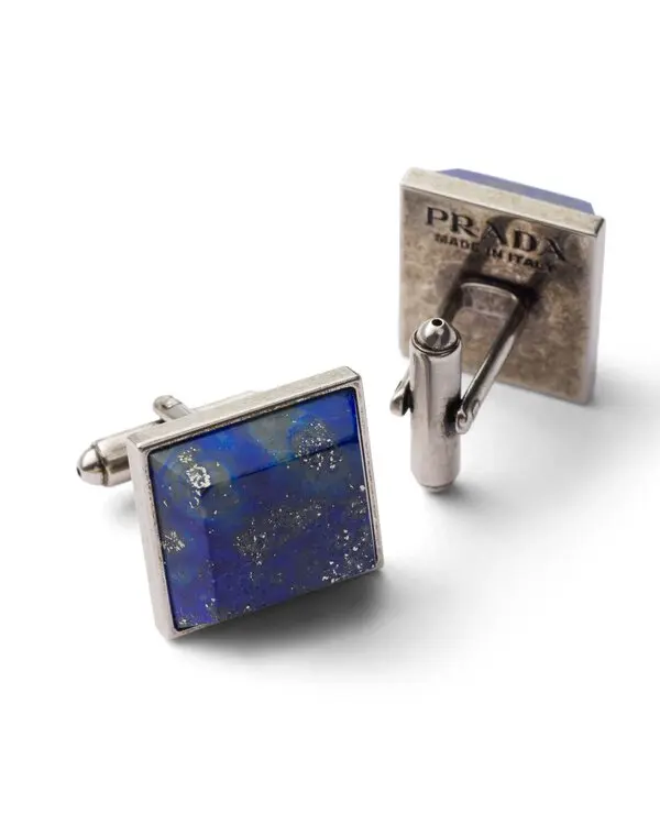 Prada Metal And Lazuli Cufflinks - Grey