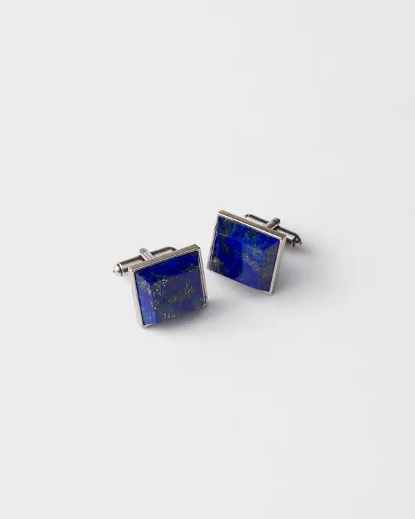 Prada Metal And Semi-precious Stone Cufflinks - Lapis