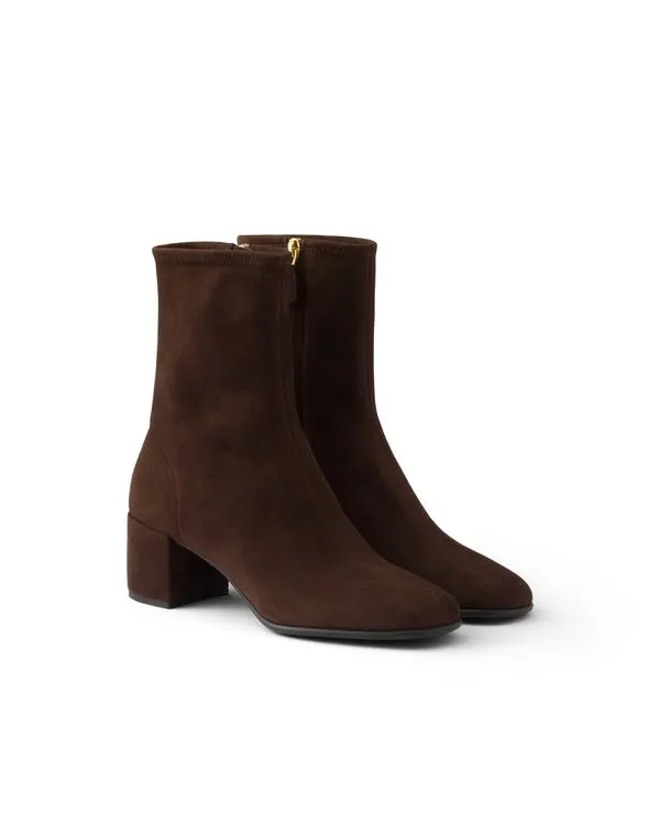 Prada Stretch Suede Booties Boots