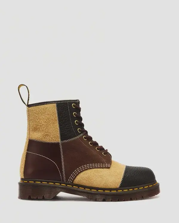 Dr. Martens 1460 Pwrk Eye Leather & Nubuck Lace Up Boots - Brown