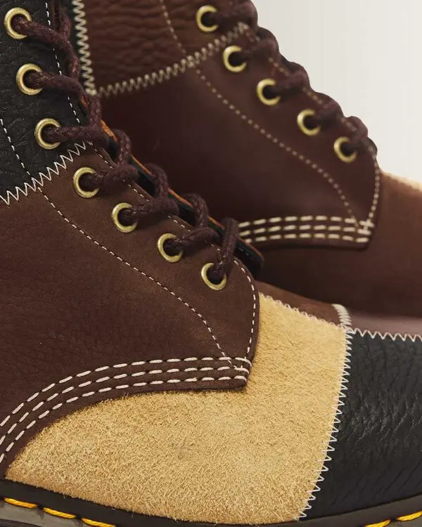 Dr. Martens 1460 Patchwork Lace Up Leather And Nubuck Boots