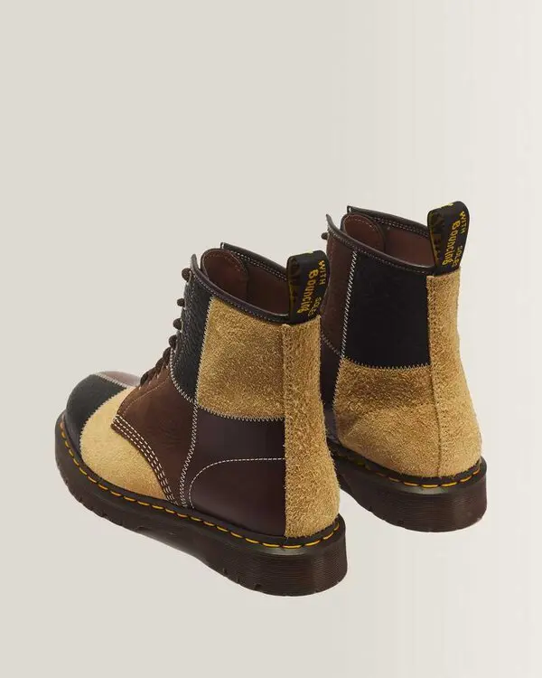 Dr. Martens 1460 Patchwork Lace Up Leather And Nubuck Boots