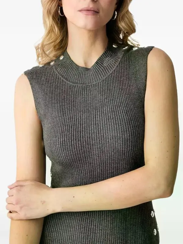 Karl Lagerfeld Ribbed-knit Stud-embellished Midi Dress - Grey