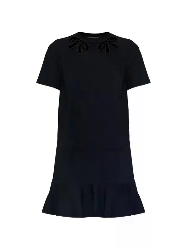 Valentino Garavani Bow-appliqué Knitted Mini Dress - Black