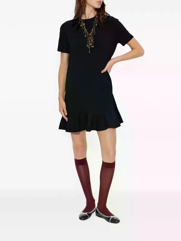 Valentino Garavani Velvet Bow Appliqué Knitted Mini Dress