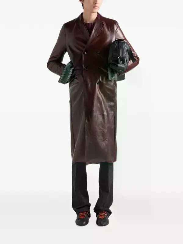 Prada Double-breasted Nappa Leather Coat