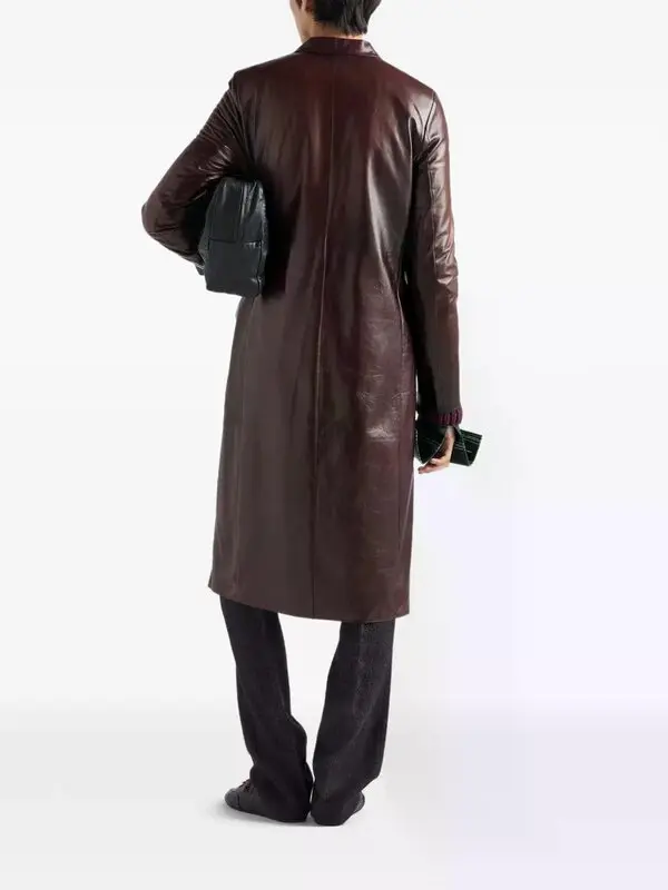 Prada Double-breasted Nappa Leather Coat