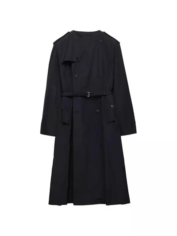 Prada Double-breasted Belted Coat - Blue