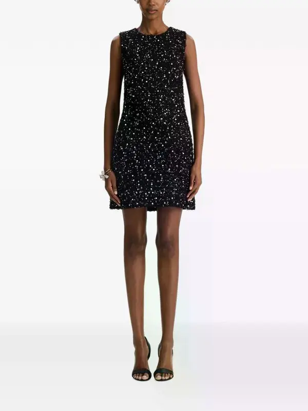 Oscar De La Renta Sequin Embellished Tweed Mini Dress