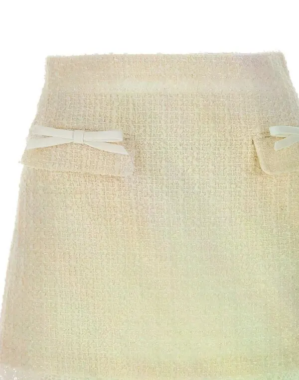 SELF-PORTRAIT Mini Lace-hem Bouclé Skirt