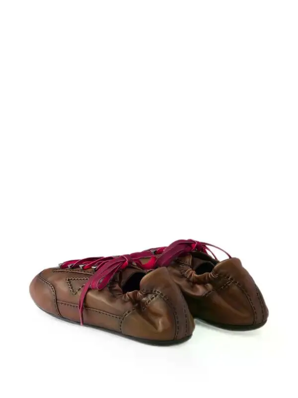 Prada Collapse Antiqued Nappa-leather Sneakers With Hooks