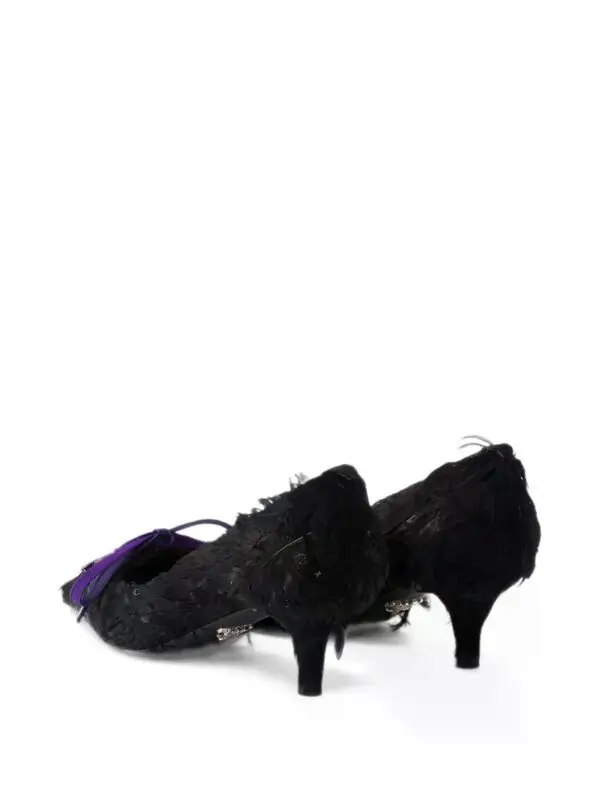 Prada Feather-embellished Satin Pumps