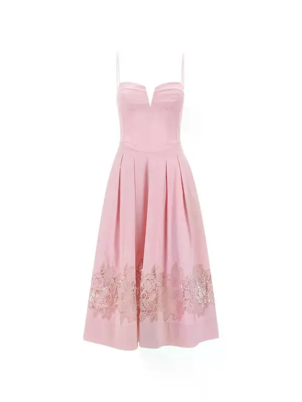 Rebecca Vallance Montreux Lace-inlay Midi Dress - Pink