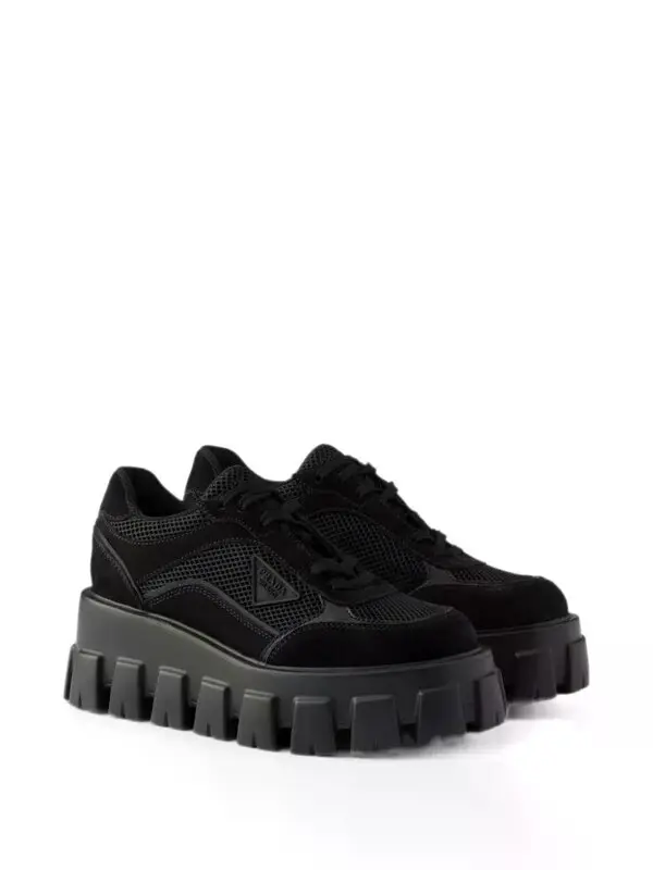 Prada Monolith Suede And Mesh Fabric Sneakers