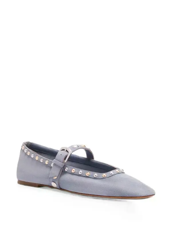 STUART WEITZMAN Perry Stud-embellished Ballet Flats - Blue