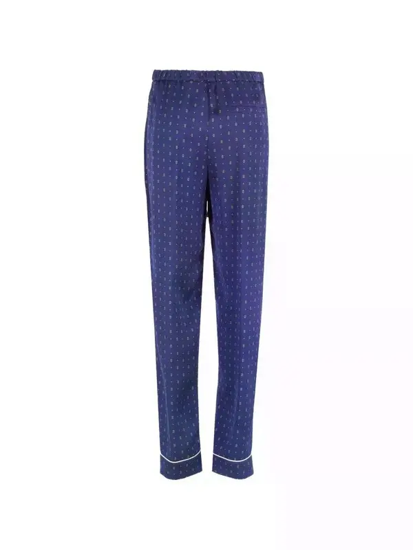 FORTE_FORTE Le Club Print Satin-finish Trousers - Blue