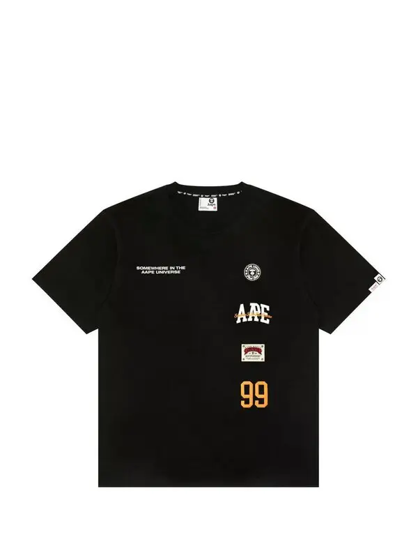 AAPE BY *A BATHING APE Logo-patch Crew-neck T-shirt - Black