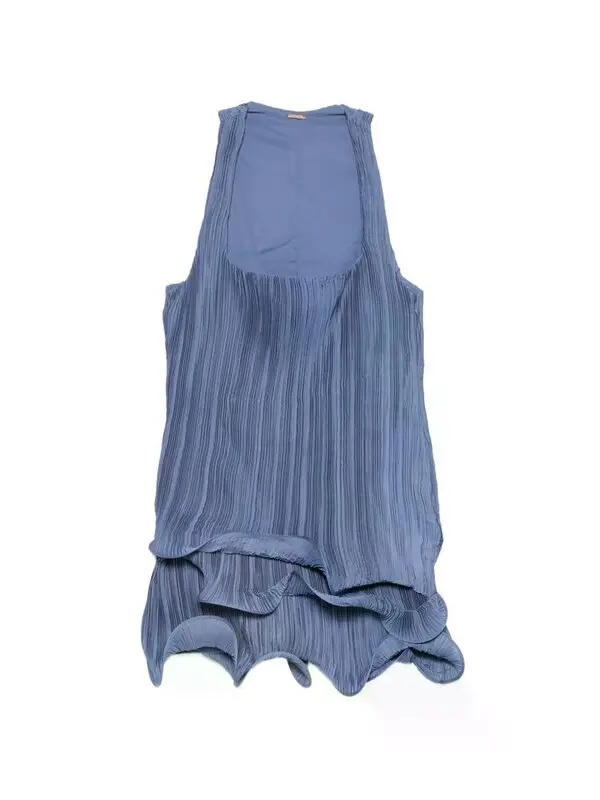 Cult Gaia Marsa Plissé Effect Ruffled Mini Dress - Blue