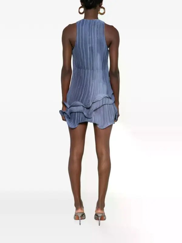Cult Gaia Marsa Plissé Effect Ruffled Mini Dress - Blue