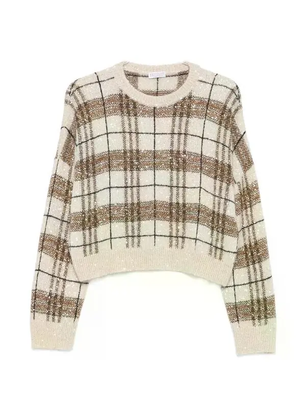 Brunello Cucinelli Sequin-embellished Checked Sweater