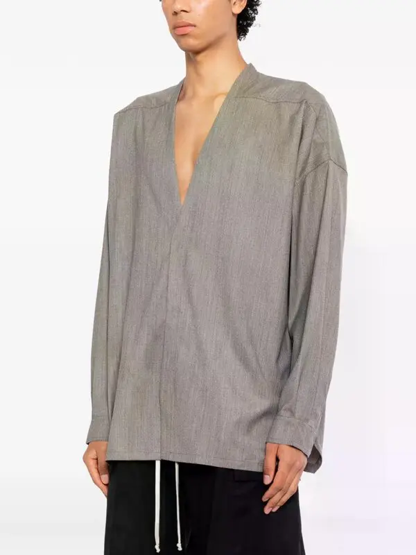 Rick Owens Collarless Long-sleeve Shirt