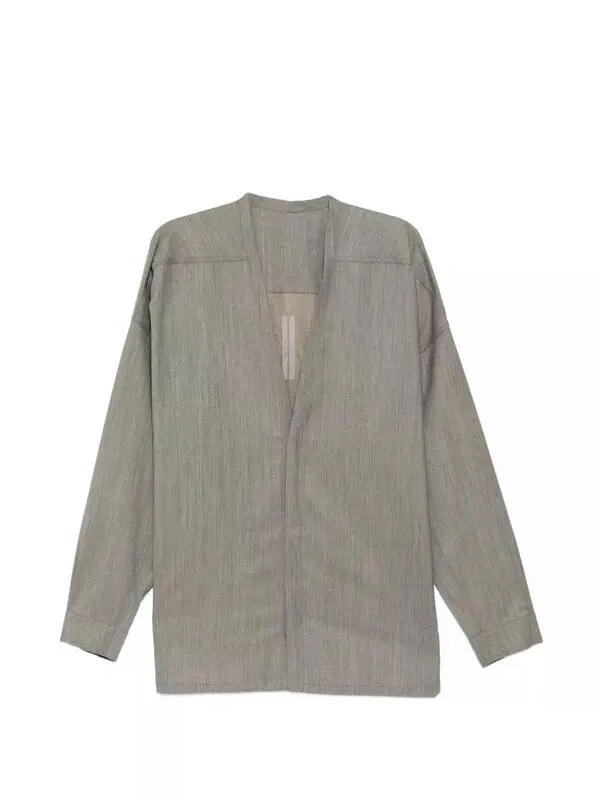 Rick Owens Collarless Long-sleeve Shirt - Grey
