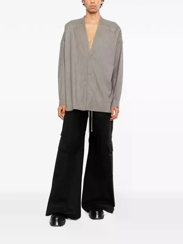 Rick Owens Collarless Long-sleeve Shirt
