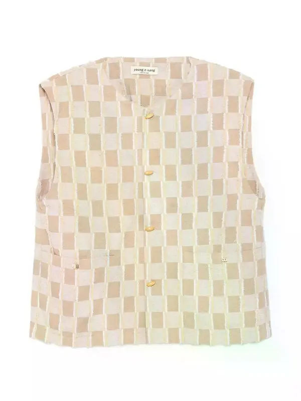 YOUNG N SANG Check-pattern Button-up Gilet
