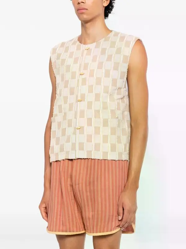 YOUNG N SANG Check-pattern Button-up Gilet