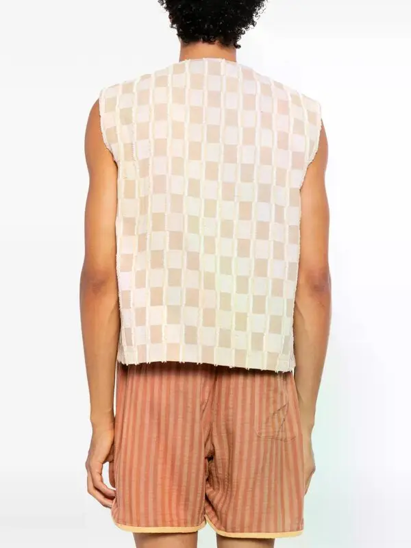 YOUNG N SANG Check-pattern Button-up Gilet