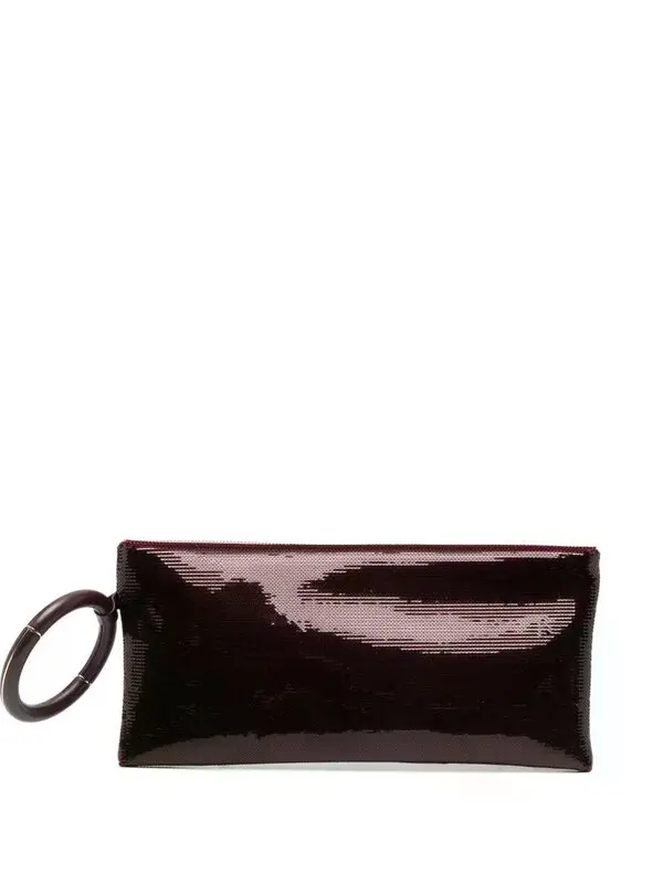 TOM FORD Sequin Embellished Clutch Bag With Leather Trim - Red
